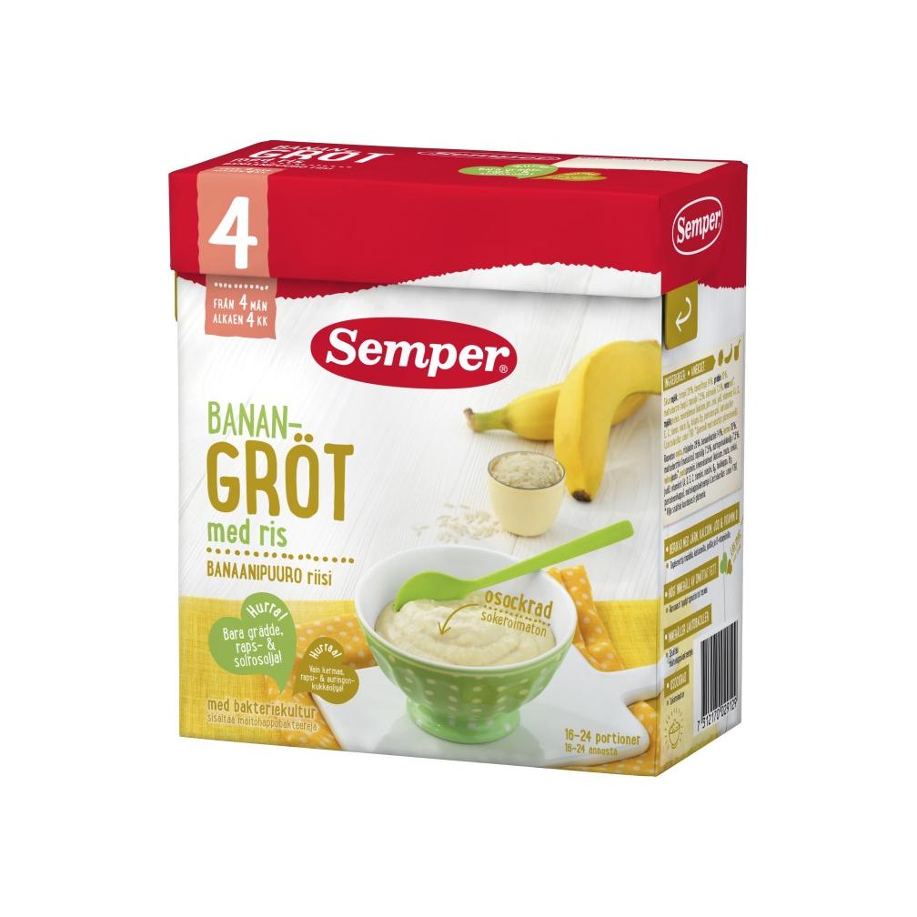 Semper Banangröt med Ris 4M 480g 森宝 瑞典香蕉麦粥4月 – 裹一裹