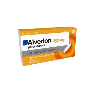 Alvedon,suppositorium 250 mg 10 st (15-40 kg) 感冒栓剂 – 裹一裹
