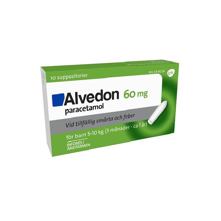 Alvedon suppositorium 60 mg 10 st (5-10 kg) 感冒栓剂 – 裹一裹